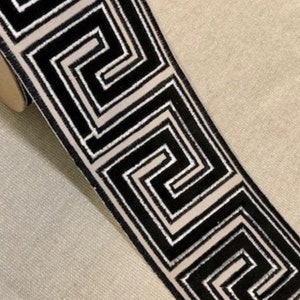 Extra Wide Velvet Greek Key Trimmed Curtains, Greek Key Blackout ...