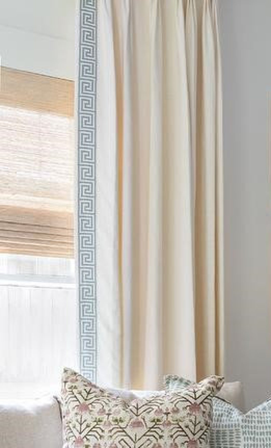 Greek Key Trim Curtains, Greek Key Curtains, Greek Key Trimmed Curtains ...