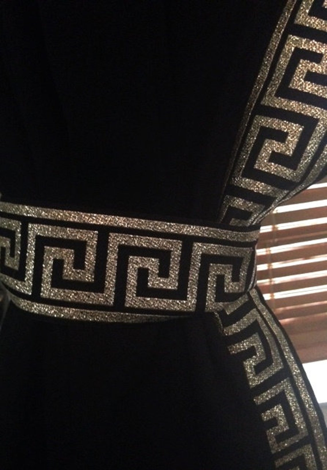 Greek Key Curtains Greek Key Trimmed Curtains Ribbon Trimmed - Etsy