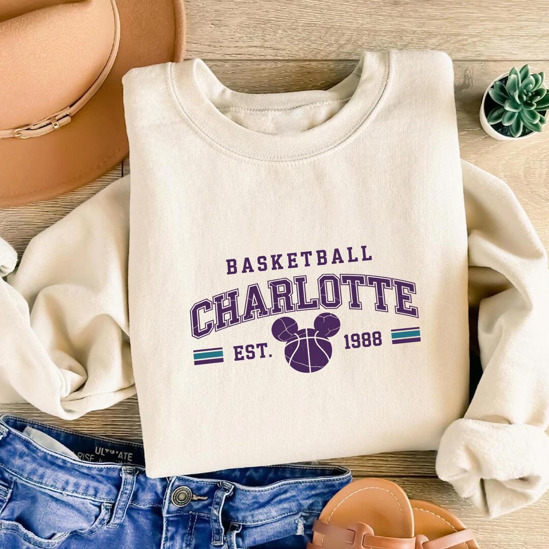 Mickey Collab Charlotte Basketball Crewneck Sweatshirt, Vintage Mickey ...