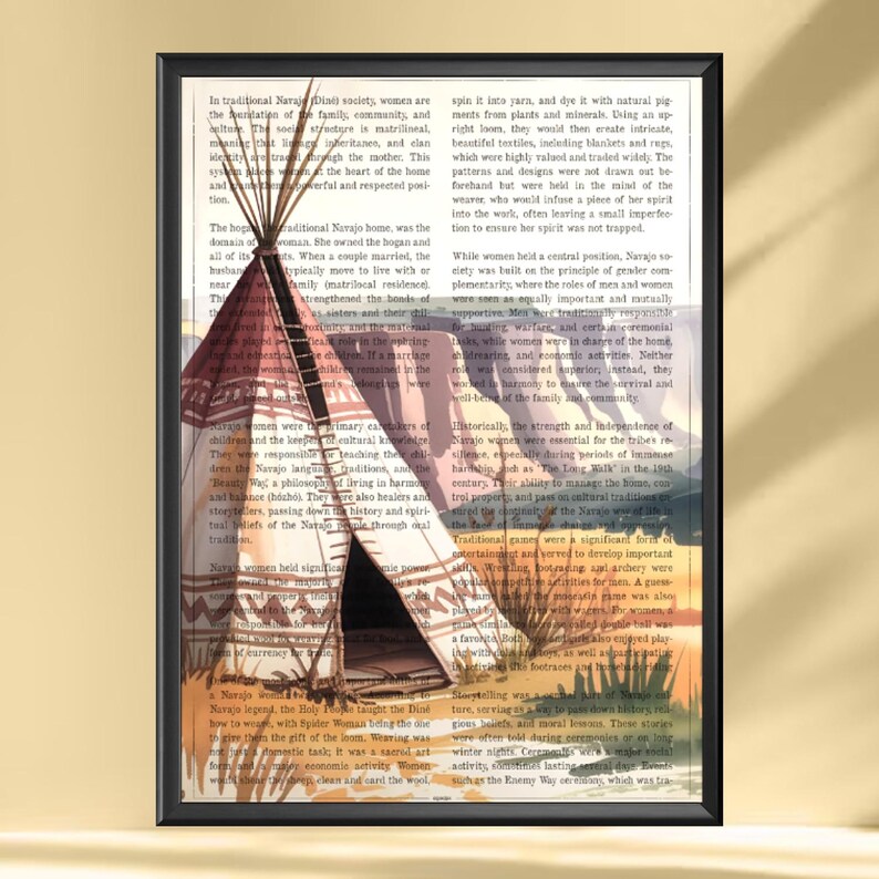 Navajo Teepee on Book Page Poster Unframed, Vintage Southwestern Wall ...