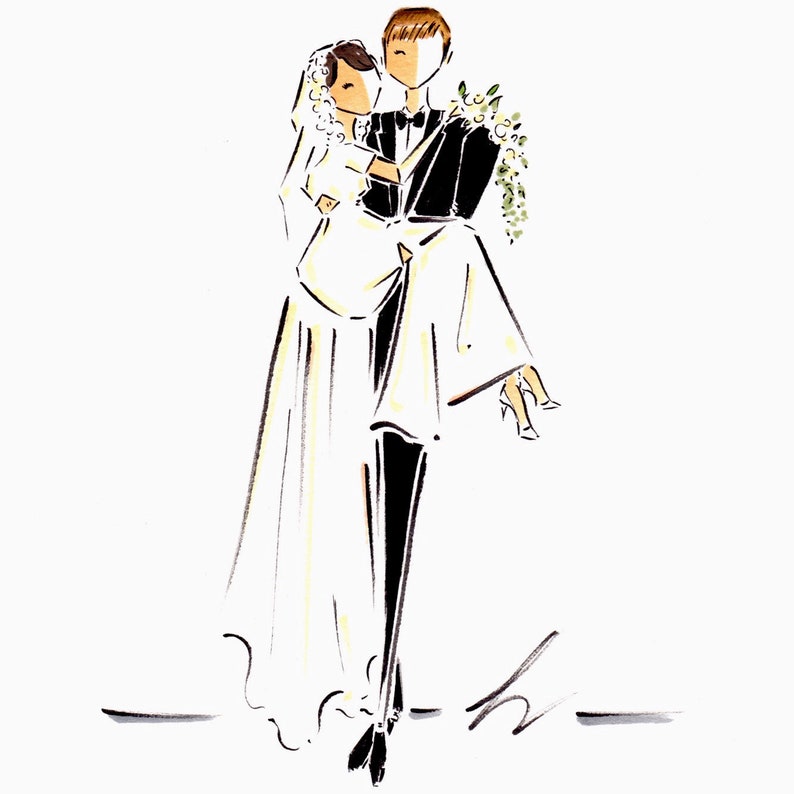 Custom Wedding Portrait Custom Couple Illustration Wedding Portraiture Wedding Watercolor