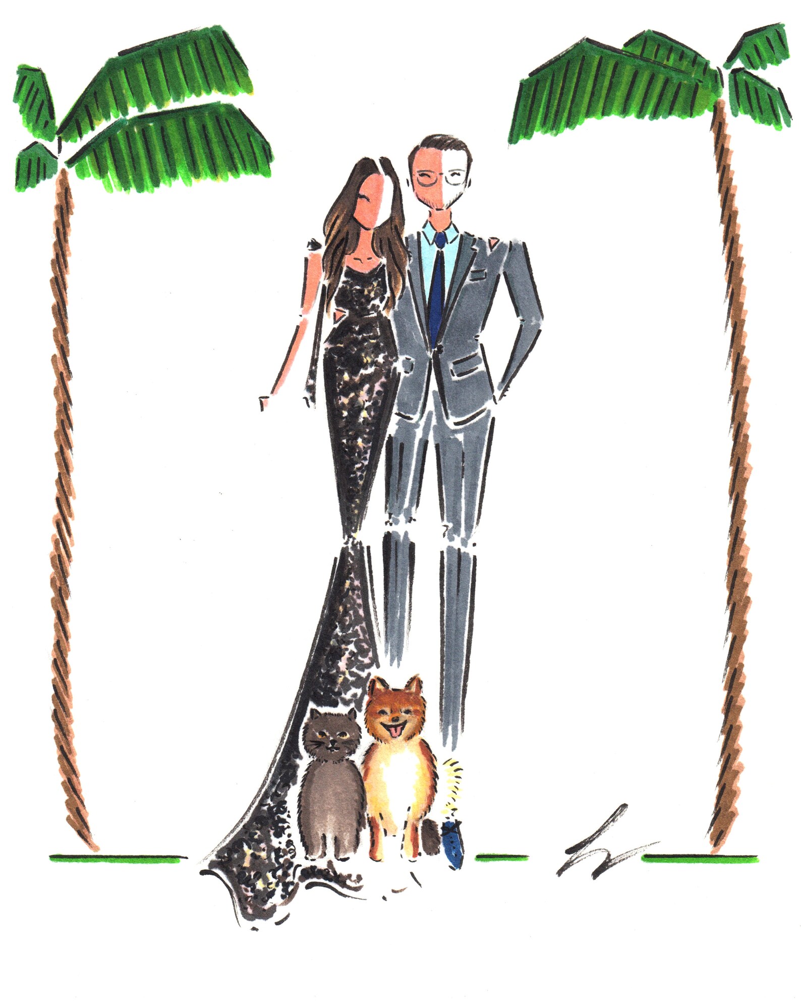 Custom Couple Portrait Custom Portrait Illustration Watercolor Portrait Illustration 