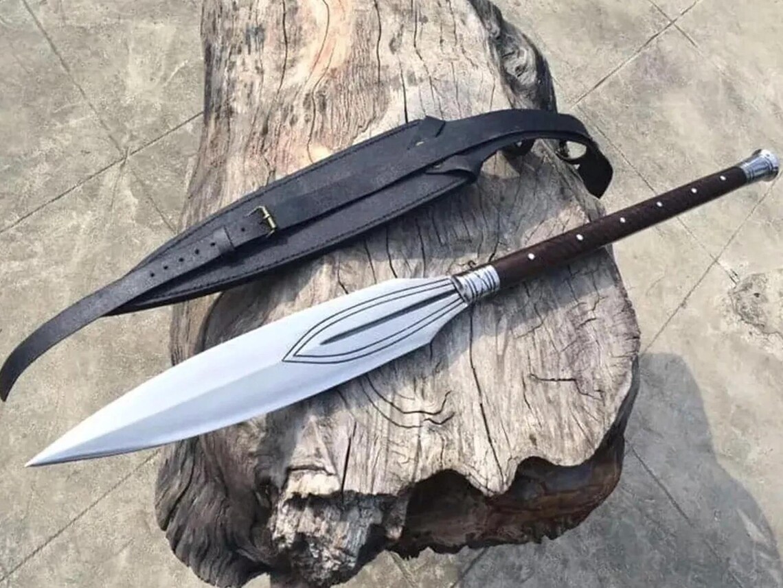 Hand Forged 5160 Spring Steel Viking Spear | Rosewood Handle, Leather ...