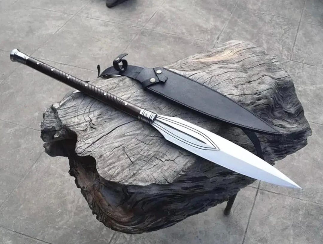Hand Forged 5160 Spring Steel Viking Spear | Rosewood Handle, Leather ...