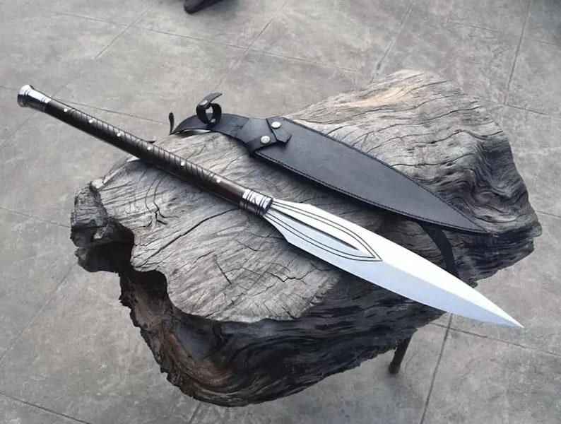 Hand Forged 5160 Spring Steel Viking Spear | Rosewood Handle, Leather ...