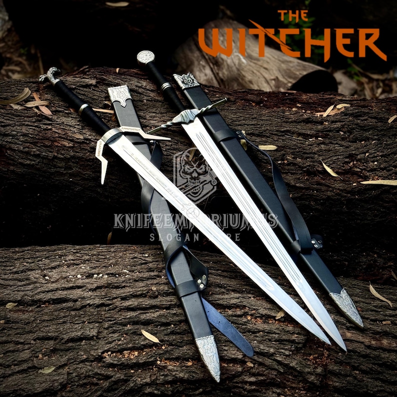 Hand Forged Witcher Sword: Geralt of Rivia Feline Steel & Silver - 43 ...