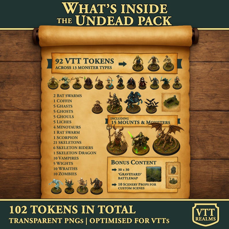 Undead - 102 VTT Tokens, Battlemap & Props | Digital Download - Etsy