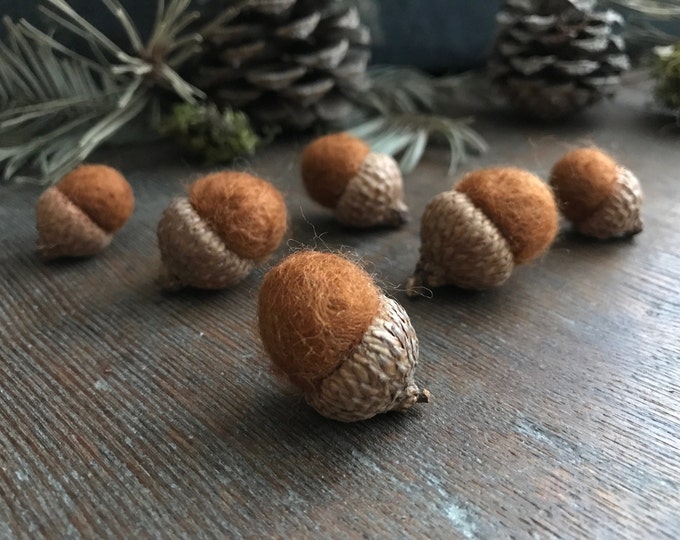 Felted Wool Acorns Set of 6 Fox Brown Waldorf Acorns Brown - Etsy