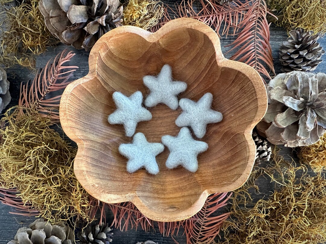 Felted Wool Stars, Set of 5, Morning Blue, Miniature Felt Stars, Blue ...