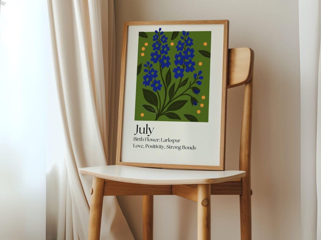July Birth Flower Digital Print | Larkspur Art Download | Birth Month ...