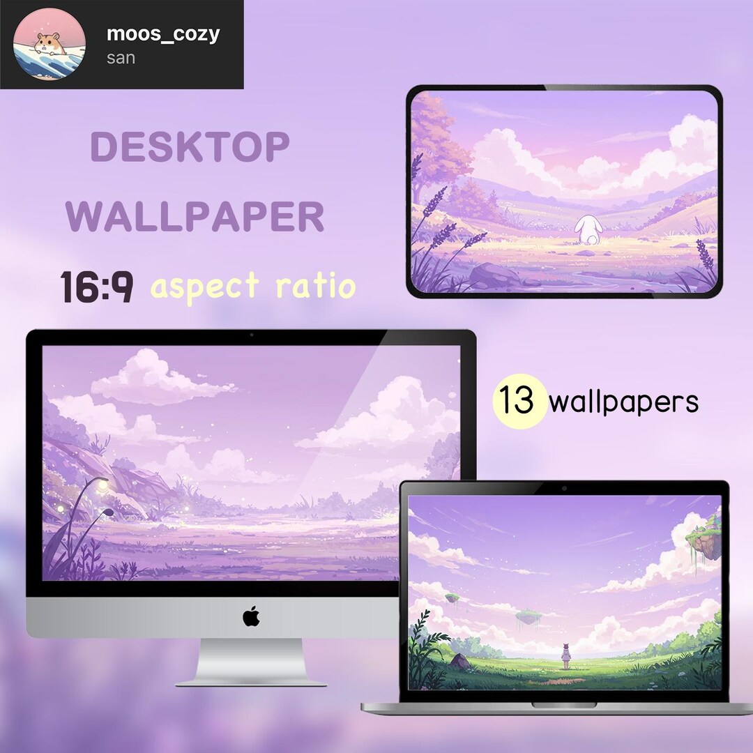 Kawaii Wallpapers- Pastel Purple Animation Mood - Etsy