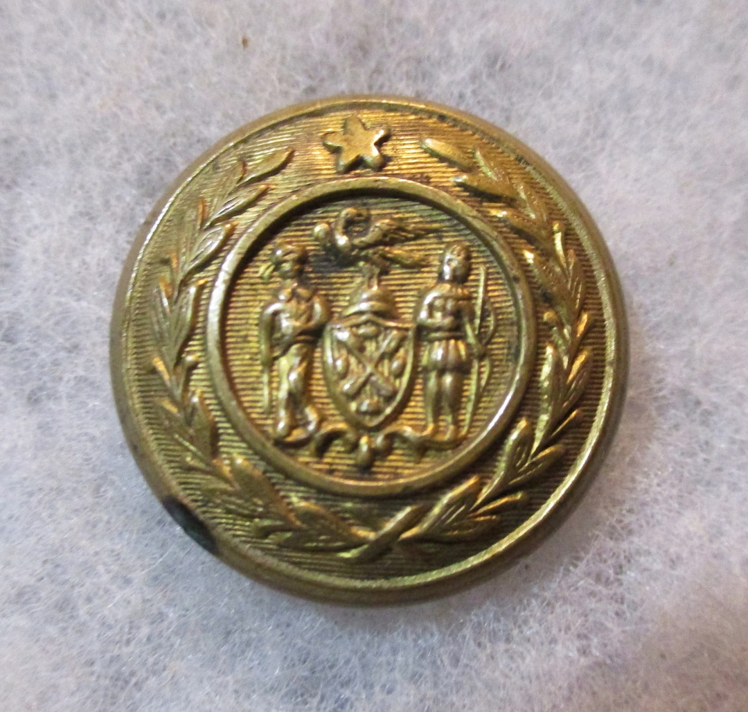 Antique Police Uniform Brass Shank Button, Thos J. Dunn & Co. Mfrs, N.Y ...