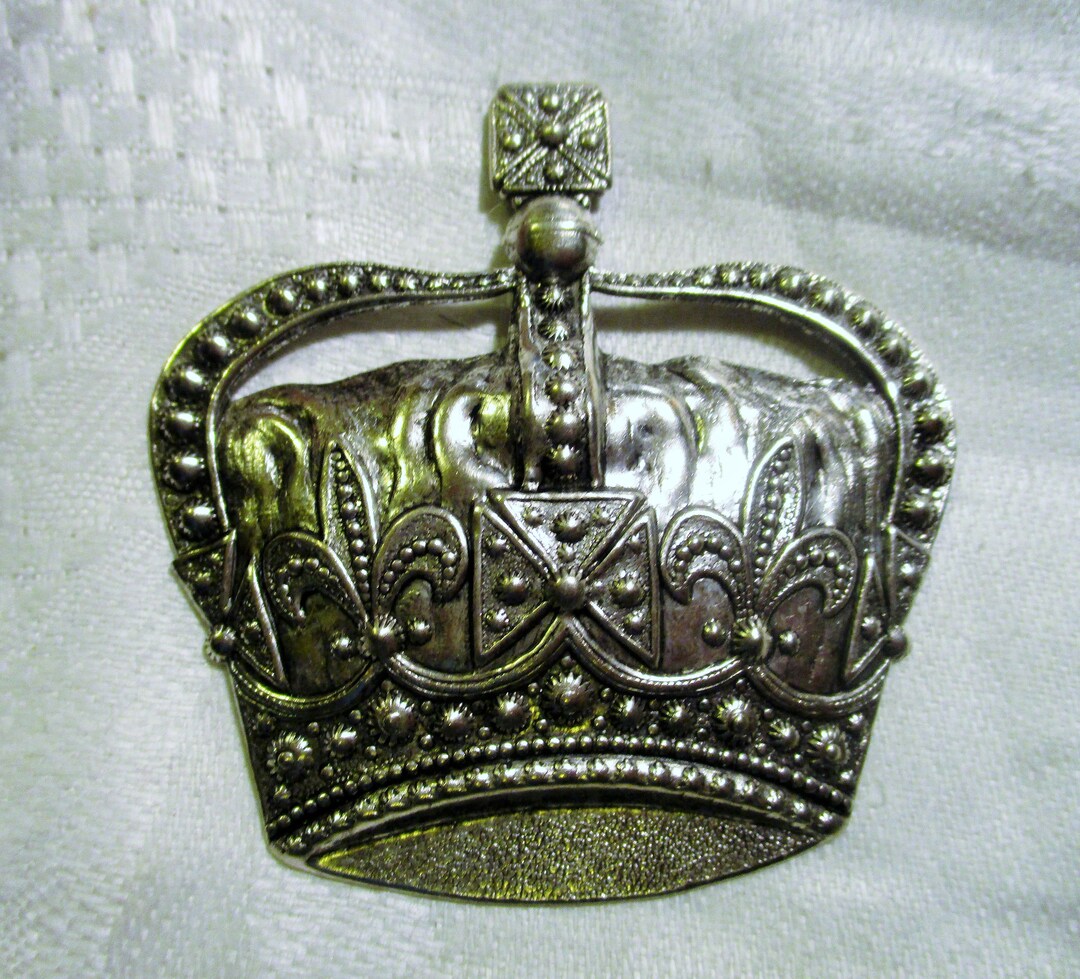 Royal Crown, Silver Plated Stamped Brass, Brooch Pin Topper, Pendant ...
