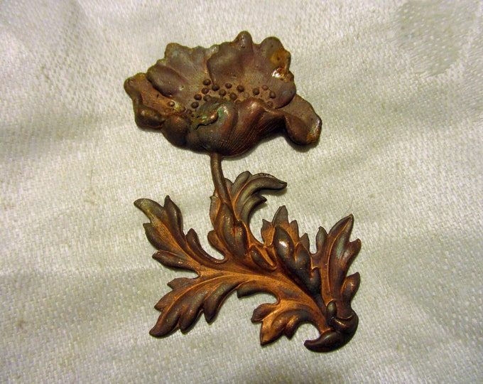 Vintage 1930s Poppy Flower Stamping, Art Nouveau Flower Blossom, Raw ...