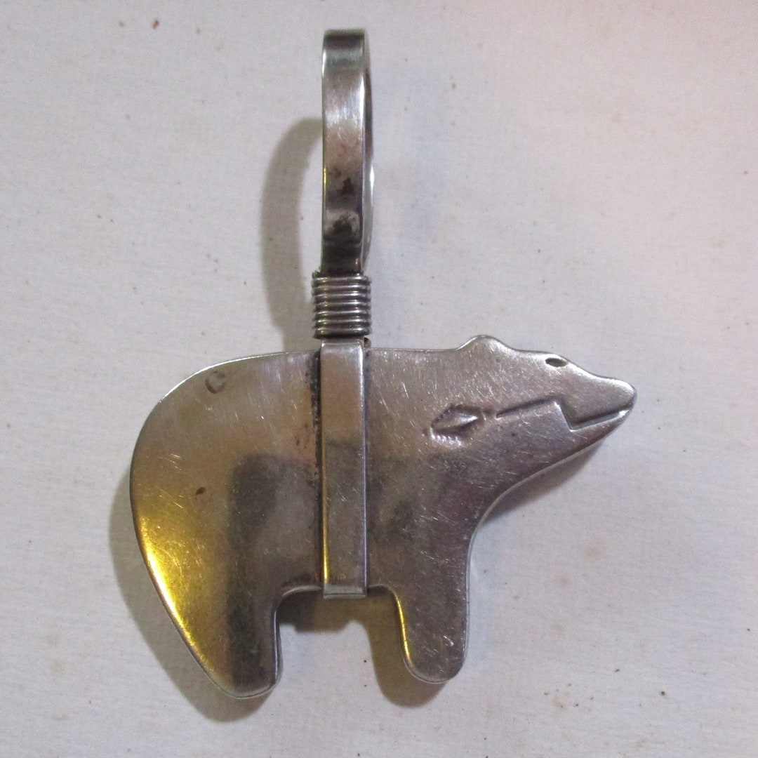 Vintage Nakai Navajo Sterling Silver Pawn Bear Fetish Pendant Native ...