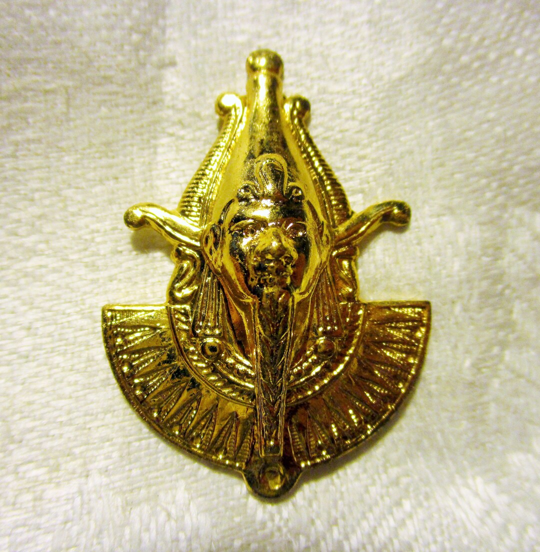 Egyptian God Osiris, Gold Tone Stamped Brass Egyptian Revival Stamping ...