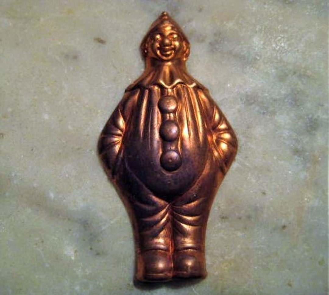 Vintage French Full Body Standing Clown, 1950's Raw Unplated Brass ...