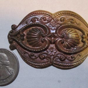 Older Vintage Art Nouveau Double Shell Design Brass Medallion Plaque ...