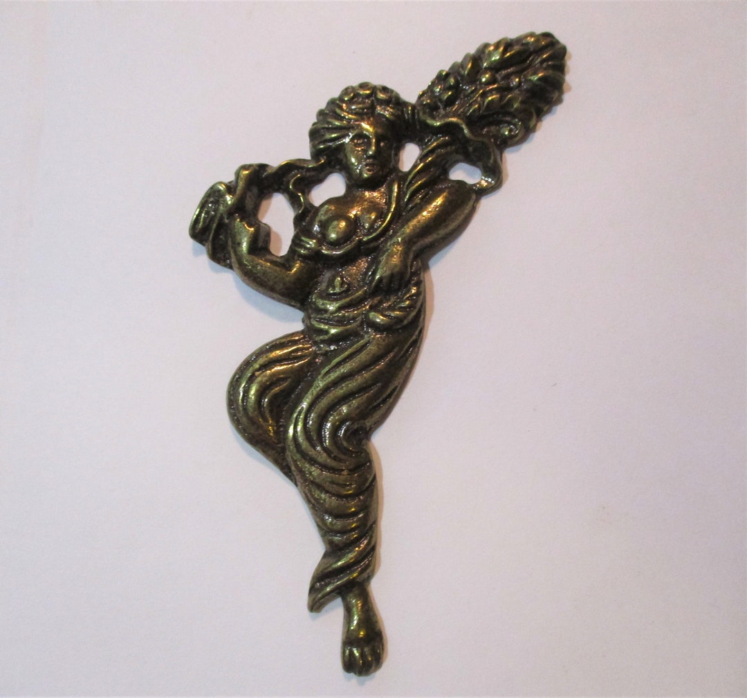 Vintage Cast Brass Edwardian Style Reclining Goddess Embellishment ...