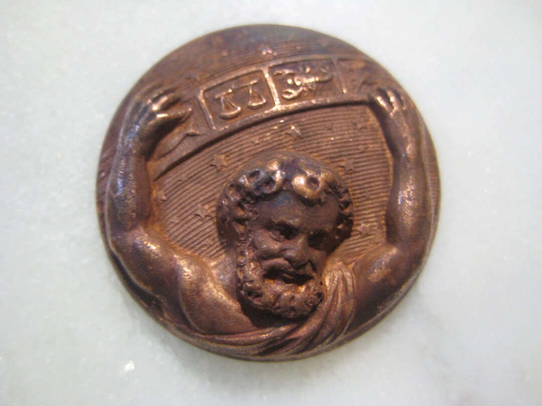 Rare 1940s Atlas Medallion, Vintage Titan God of Astronomy, Greek ...