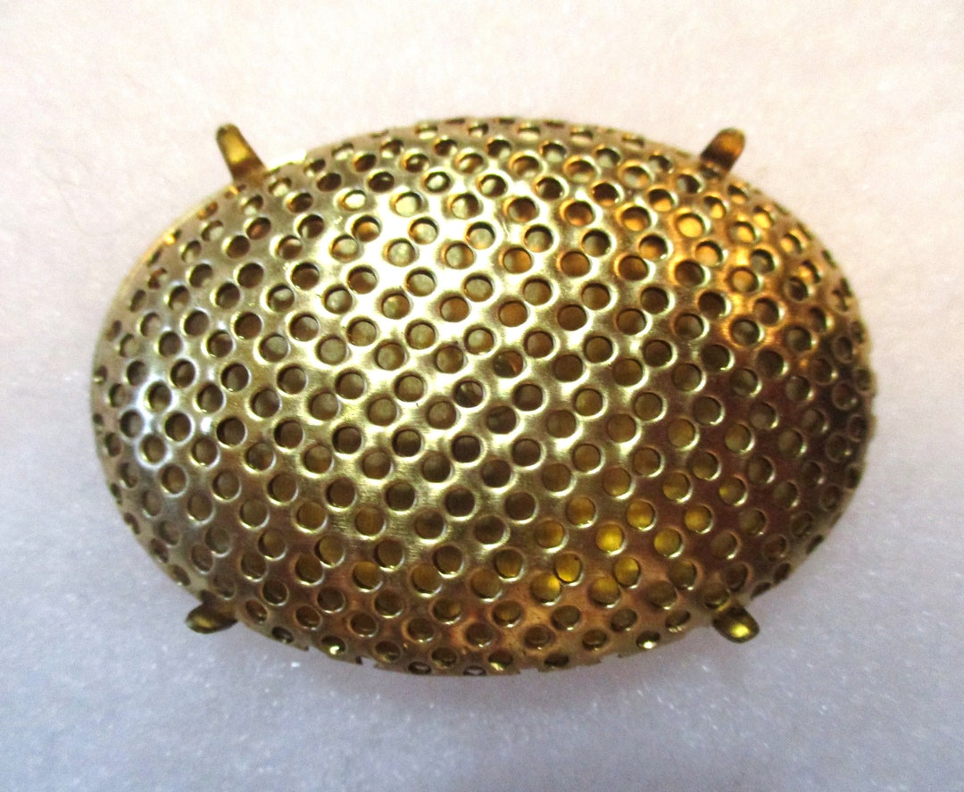 Stamped Brass Bead Screen/beadable/bead Base With Oval Brooch Base ...