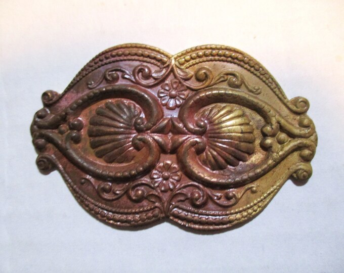 Older Vintage Art Nouveau Double Shell Design Brass Medallion Plaque ...