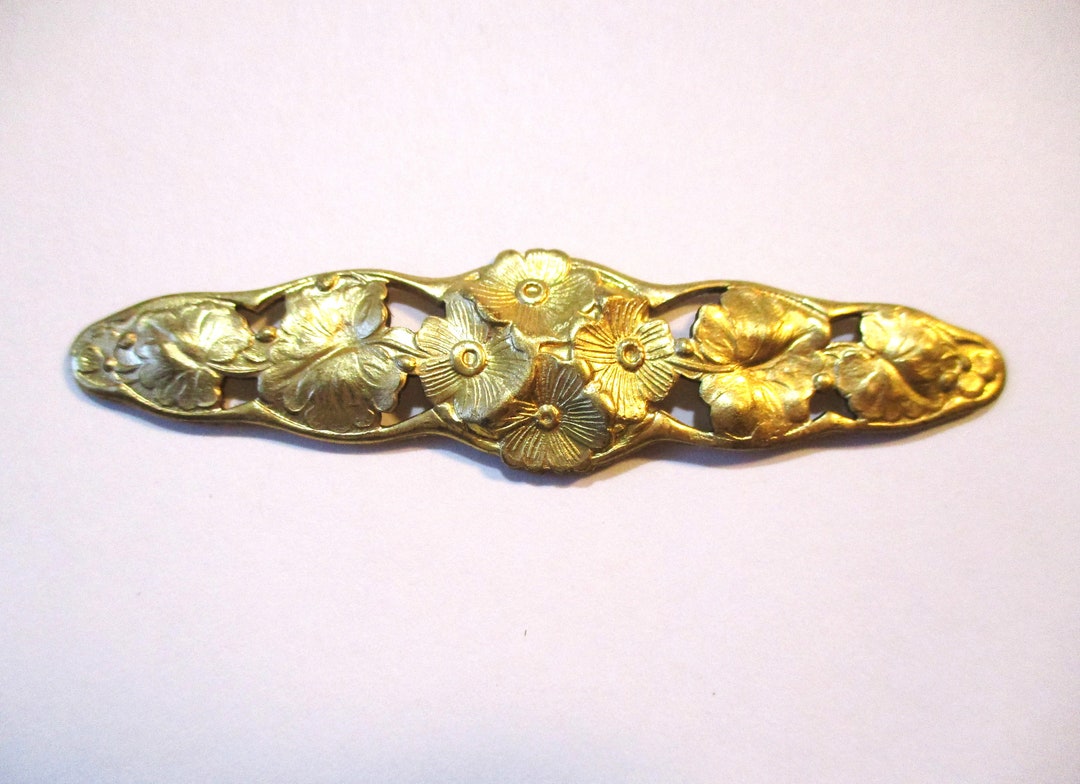 Vintage Floral Design Jewelry Component, Craft Embellishment, Heavy ...