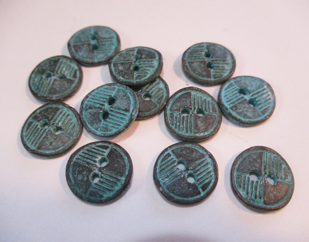 Antique Style Greek Copper Patina Buttons, Cast Brass, Unique Sewing or ...