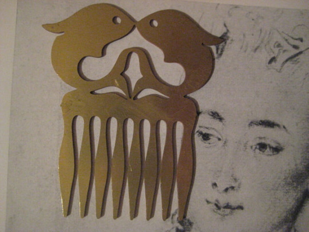 Vintage Stamped Unpolished Raw Brass Dolphin Design Hair Side Comb ...