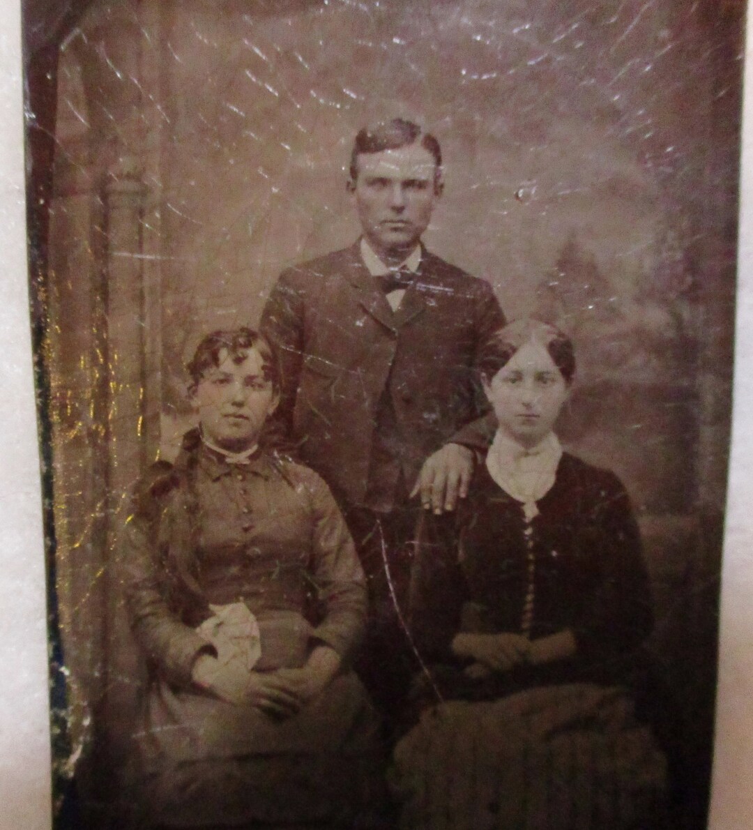 Original Antique Circa 1870's Tintype Photograph, Group Photo, Man and ...