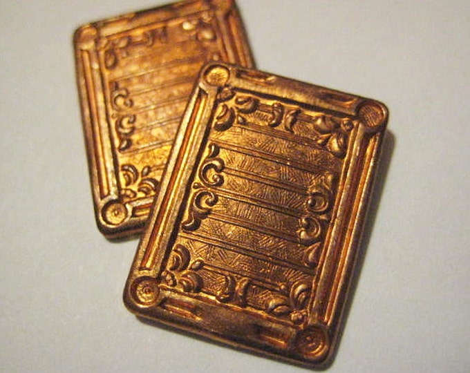 2 Vintage Heavy Struck Brass Tablet Like Findings - Etsy
