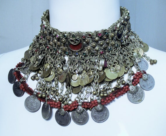 Vintage Ethnic Orientalist Pakistan Necklace/Headpiec… - Gem