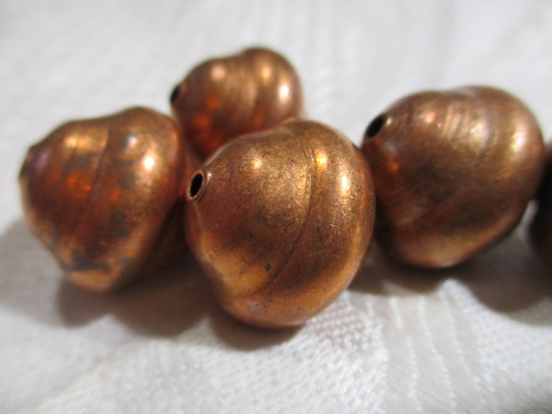 50 Vintage Copper Beads, Modified Bicone Shape, Unplated With Patina ...