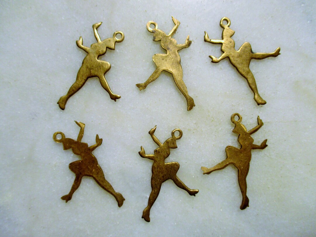 Vintage Jazz Dancer/dancing Charms/jewelry Components, Flat Stamped ...