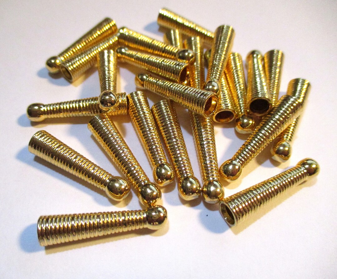 12 Pair Vintage Quality Solid Spun Gold Plated Brass Bolo Tie End Tips ...