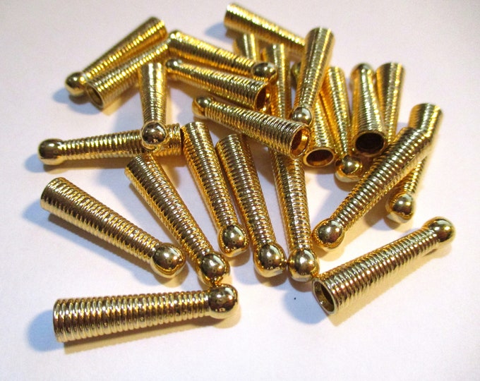 12 Pair Vintage Quality Solid Spun Gold Plated Brass Bolo Tie End Tips ...