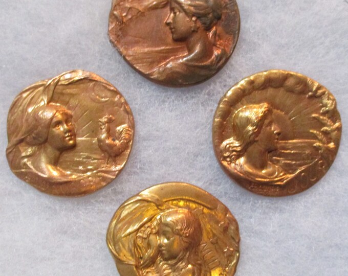 Rare Antique French Button Tops/findings, Original 1920s Art Nouveau ...