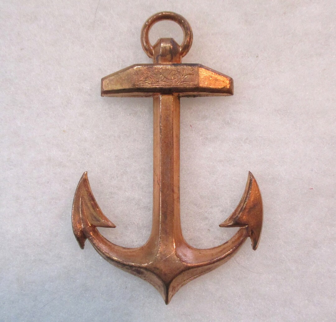 Large Vintage Stamped Patina Copper Boat Anchor/nautical Jewelry ...