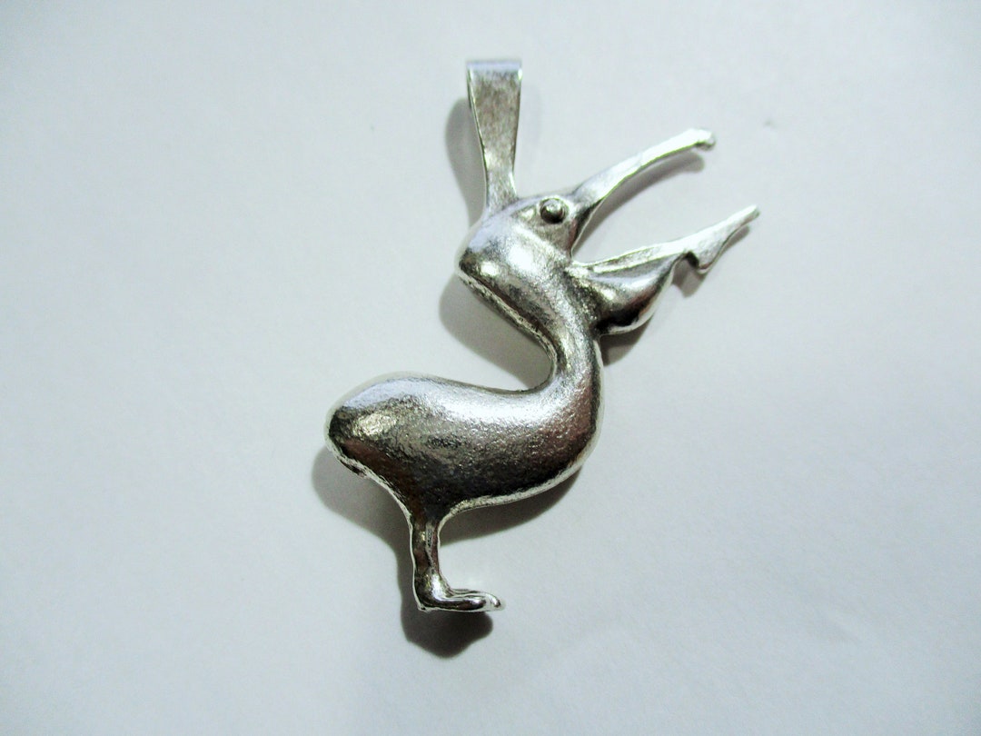 Greek Silver Plated Cast Metal Pelican Drop/pendant/jewelry Component ...