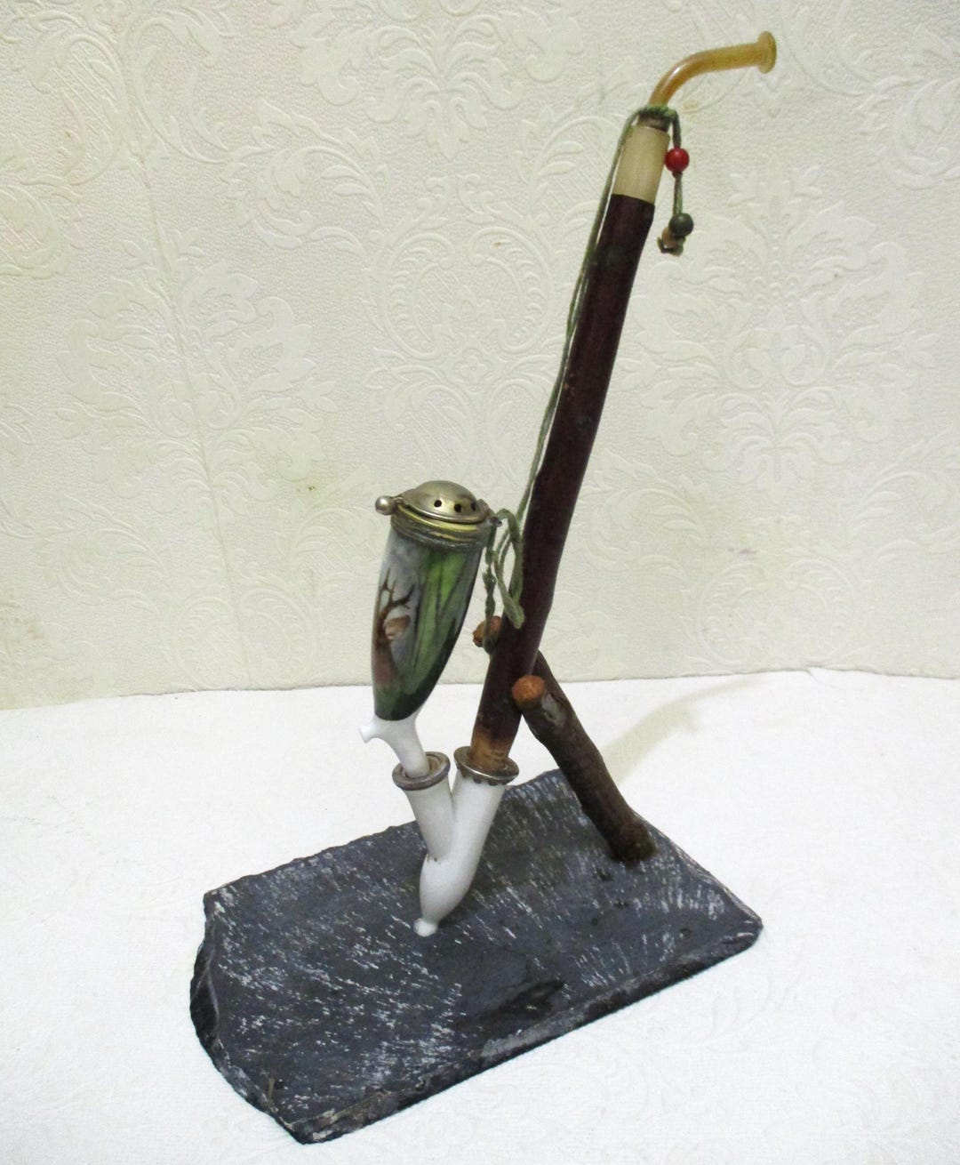 Antique/vintage Hunter Style 12 Inch Smoking Pipe, Stag/deer Head, made ...