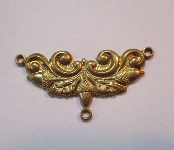 Vintage Acorn Design Jewelry Connector Ornate 3 Loop Stamped - Etsy