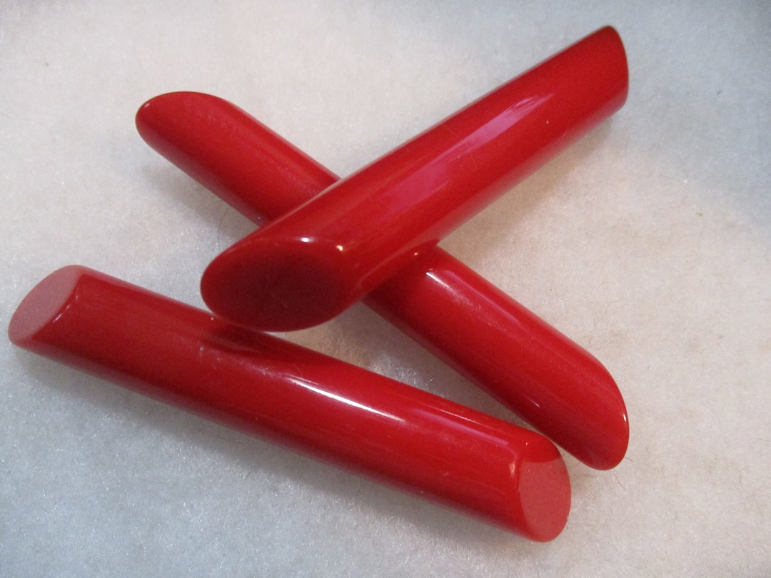Vintage Red Lucite Cylinder With Slanted Ends, Jewelry/bracelet ...