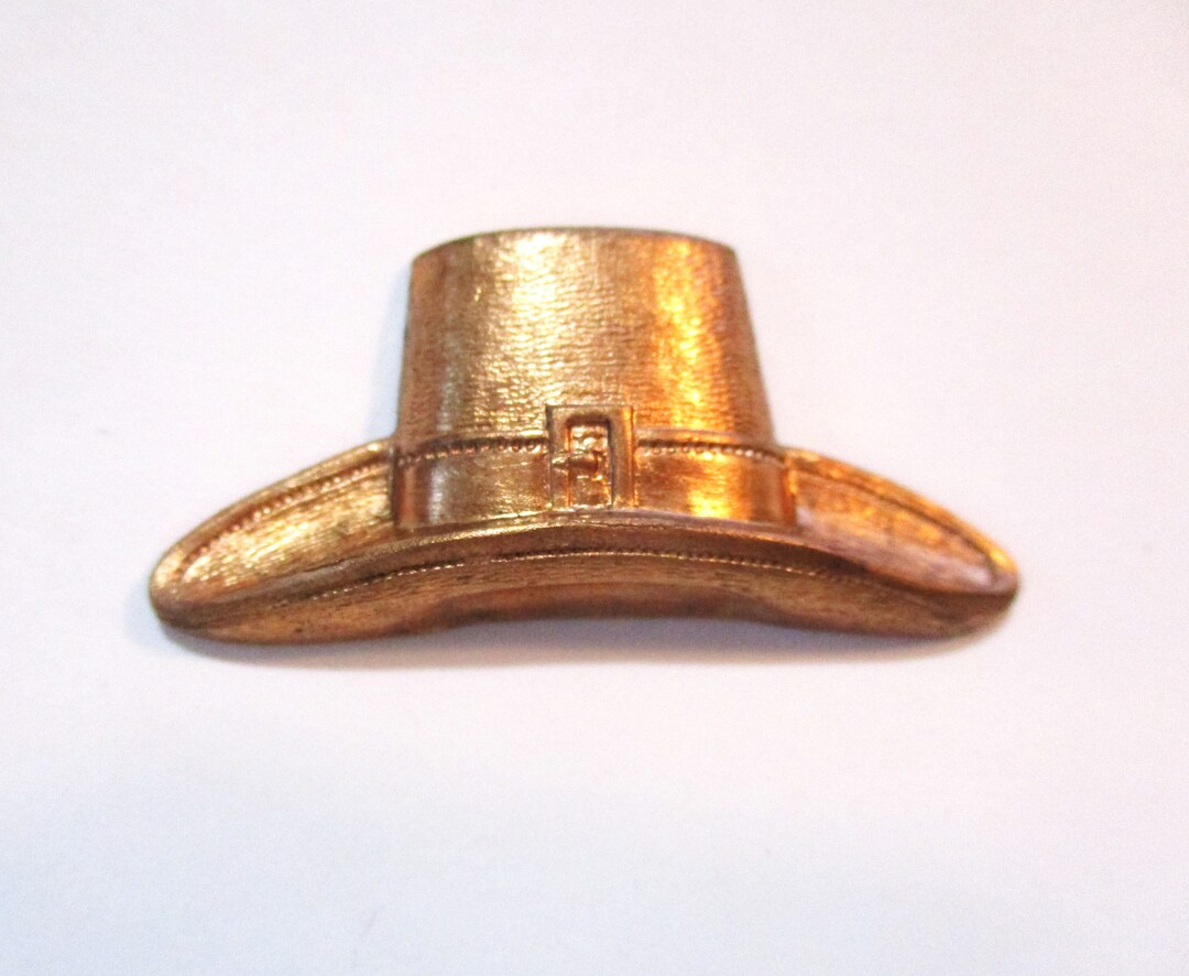 Vintage Hat With a Buckle, Unplated Stamped Brass Jewelry Component ...