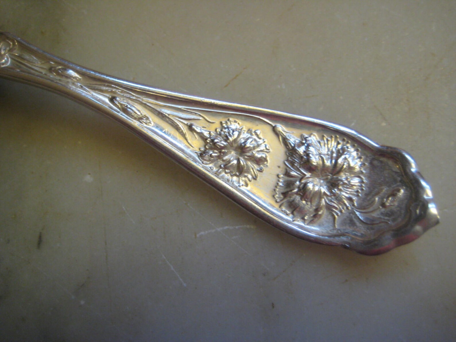 Antique 1908 Silverplate Meat Fork, Carnation Pattern, by W. R ...