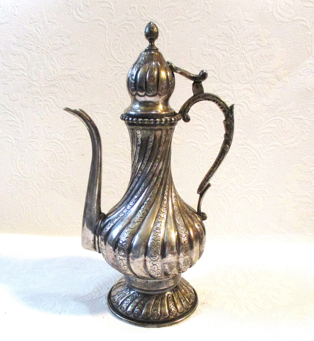 Antique Middle Eastern/egyptian .900 Silver Dallah Coffee Pot With Base ...