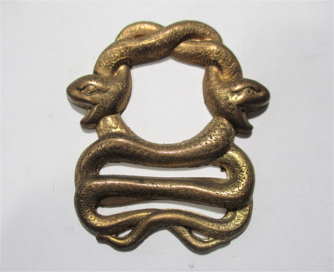 Egyptian Coiled Snakes, Vintage Brass Buckle/sash/jewelry/component ...