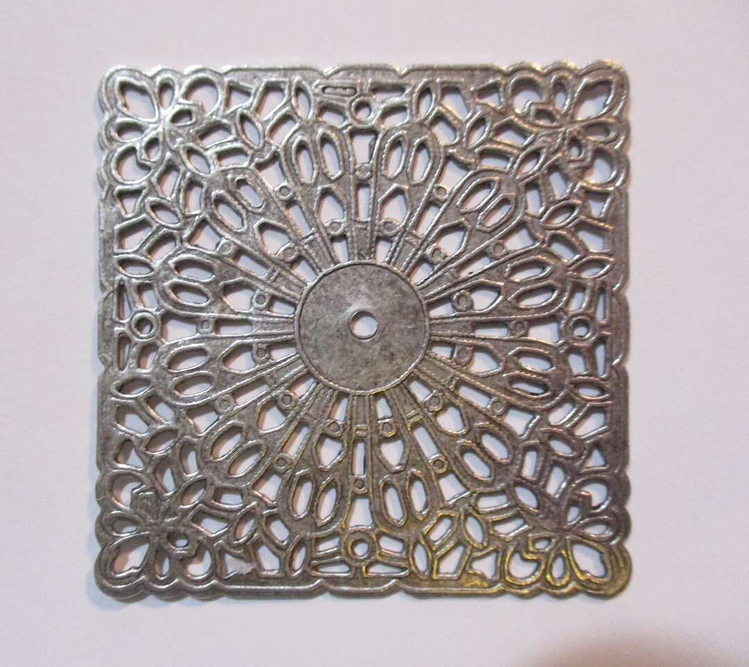 Lacy Filigree, Flat Antiqued Silver Plated Stamped Brass, 2mm Center ...