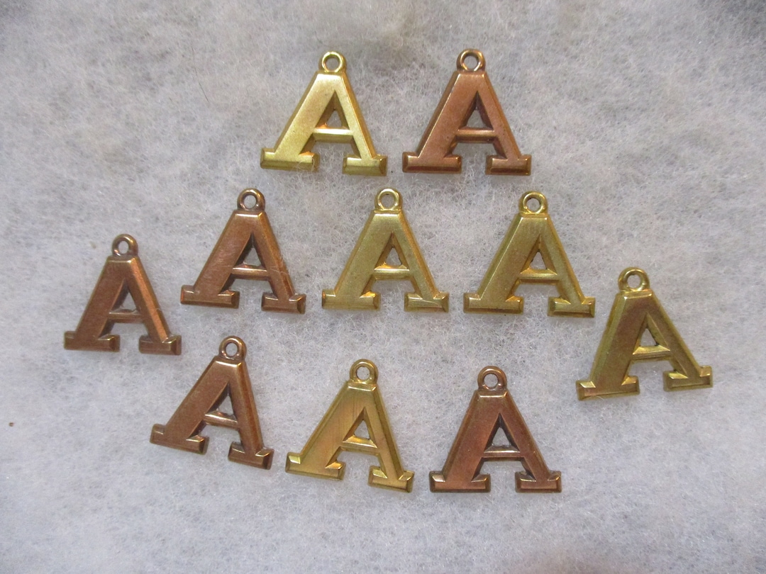 Vintage Monogram Stampings, 1950s Letter "a" Charms, Brass Jewelry Components/findings ...