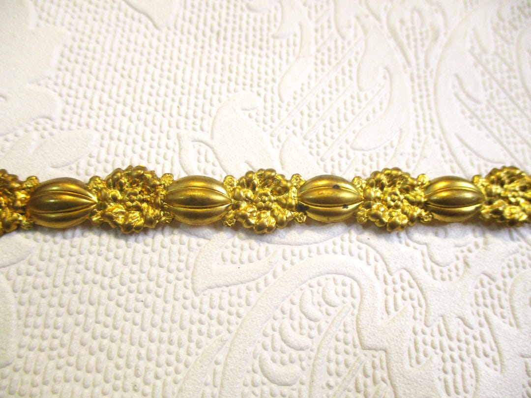 Vintage Stamped Bright Brass Victorian Style Floral Banding/jewelry ...